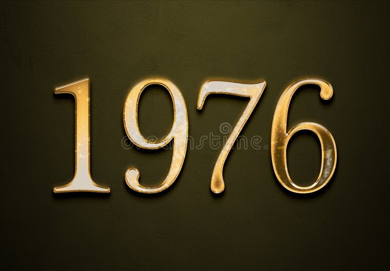 Old Gold Effect of 1976 Number with 3D Glossy Style Mockup. Stock Photo ...