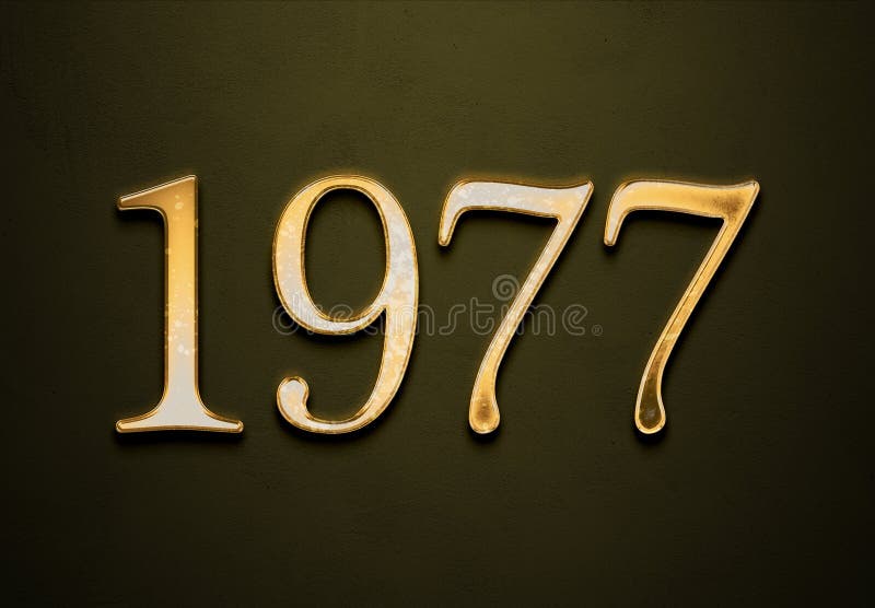 Old Gold Effect of 1977 Number with 3D Glossy Style Mockup. Stock ...