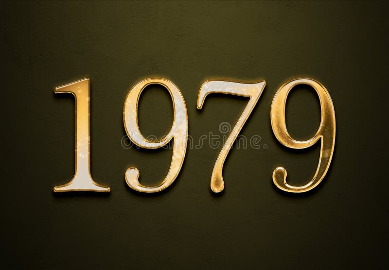 Old Gold Effect of 1979 Number with 3D Glossy Style Mockup. Stock ...