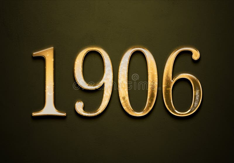 Old Gold Effect of 1906 Number with 3D Glossy Style Mockup. Stock ...