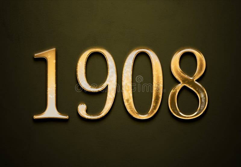 Old Gold Effect of 1908 Number with 3D Glossy Style Mockup. Stock ...