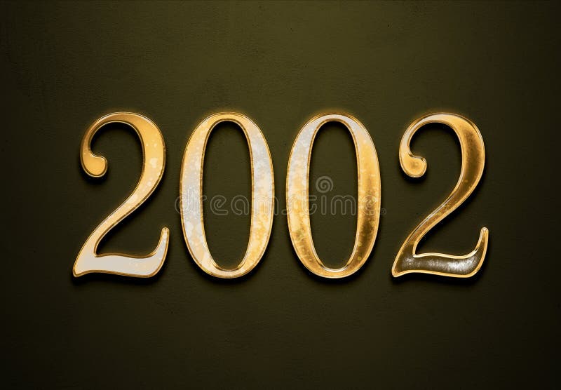 Old Gold Effect of 2002 Number with 3D Glossy Style Mockup. Stock Image ...
