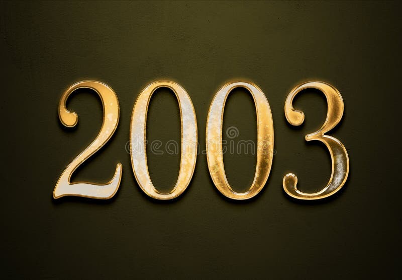 Old Gold Effect of 2003 Number with 3D Glossy Style Mockup. Stock Image ...