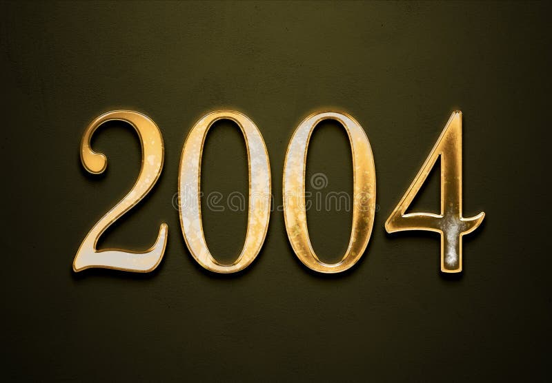 Old Gold Effect of 2004 Number with 3D Glossy Style Mockup. Stock Photo ...
