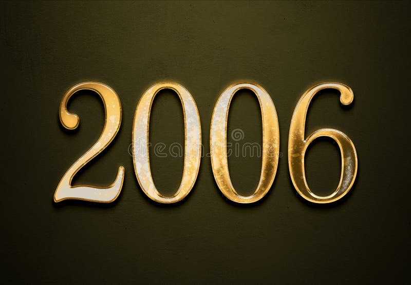 Old Gold Effect of 2006 Number with 3D Glossy Style Mockup. Stock Photo ...