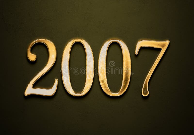 Old Gold Effect of 2007 Number with 3D Glossy Style Mockup. Stock Photo ...