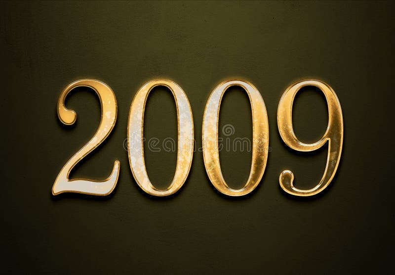 Old Gold Effect of 2009 Number with 3D Glossy Style Mockup. Stock Image ...