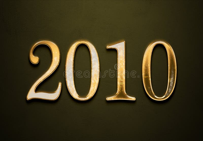 Old Gold Effect of 2010 Number with 3D Glossy Style Mockup. Stock Photo ...