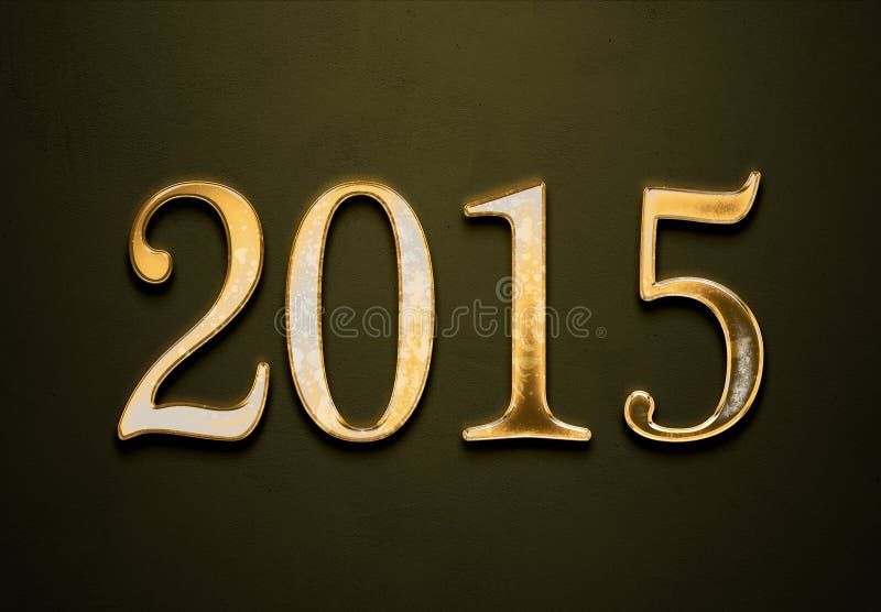 Old Gold Effect of 2015 Number with 3D Glossy Style Mockup. Stock Photo ...