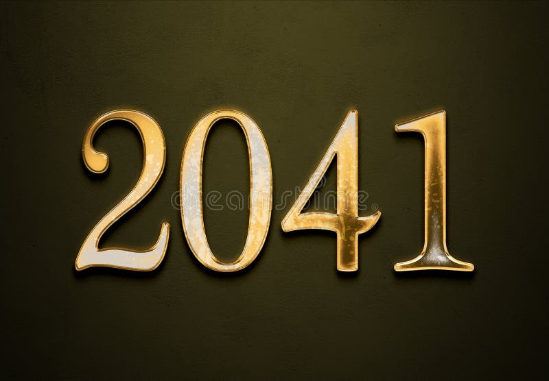 Old Gold Effect of 2041 Number with 3D Glossy Style Mockup. Stock ...