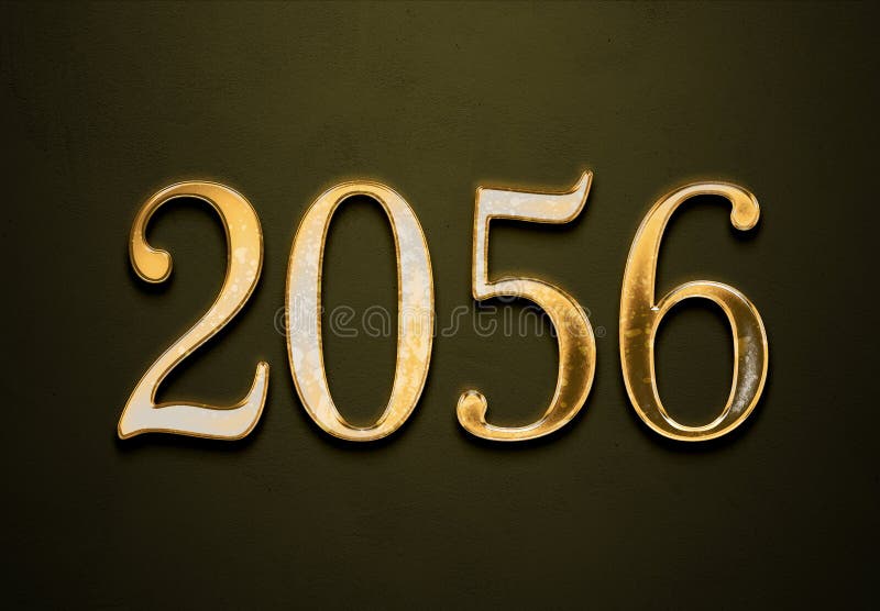 Old Gold Effect of 2056 Number with 3D Glossy Style Mockup. Stock Image ...