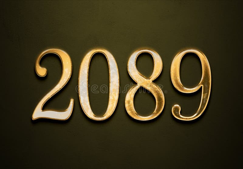 Old Gold Effect of 2089 Number with 3D Glossy Style Mockup. Stock Image ...