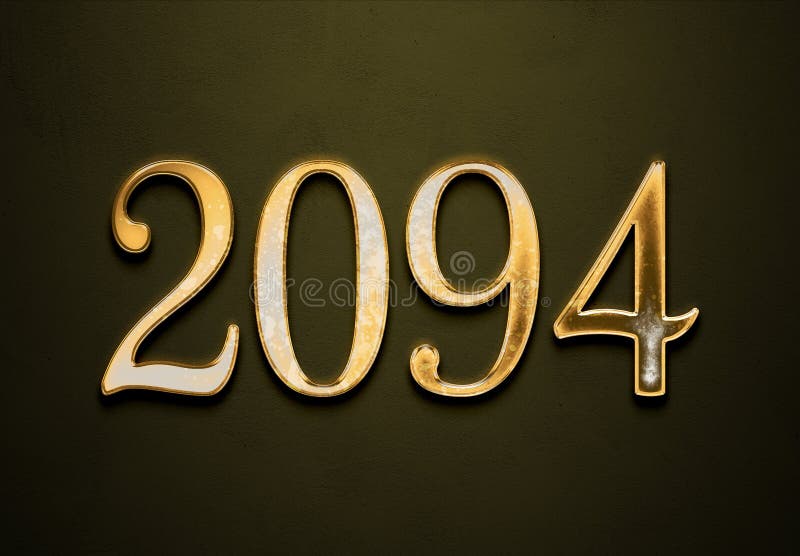 Old Gold Effect of 2094 Number with 3D Glossy Style Mockup. Stock Photo ...