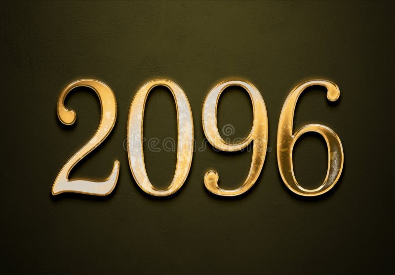 Old Gold Effect of 2096 Number with 3D Glossy Style Mockup. Stock ...