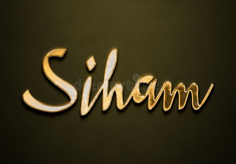 Old Gold Text Effect of Arabic Name Siham with 3D Glossy Style Mockup ...