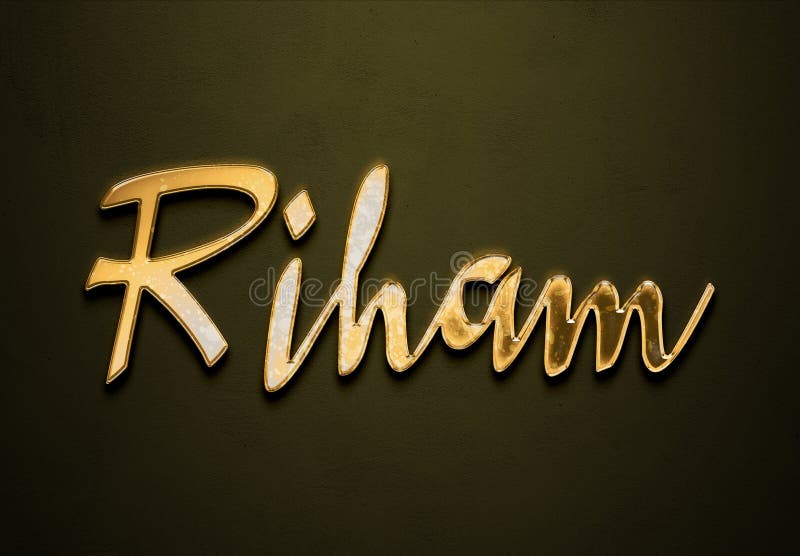 Old Gold Text Effect of Arabic Name Riham with 3D Glossy Style Mockup ...