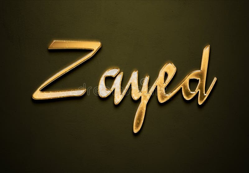 Old Gold Text Effect of Arabic Name Zayed with 3D Glossy Style Mockup ...