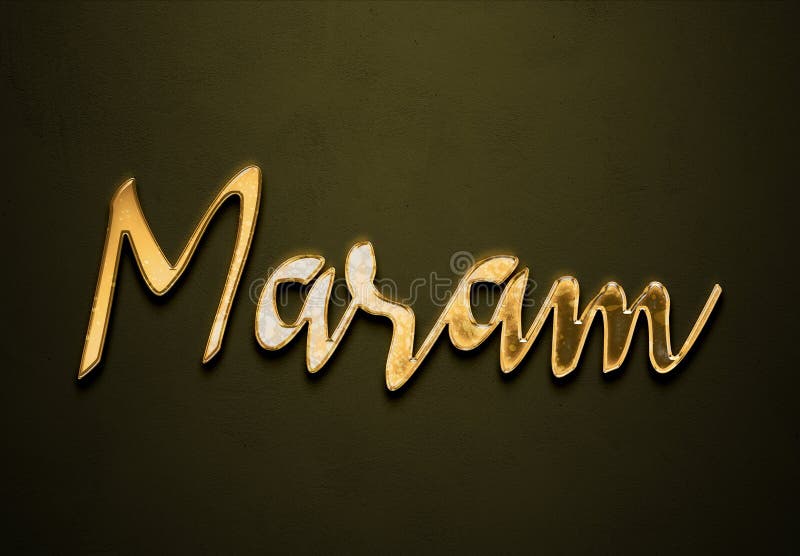 Old Gold Text Effect of Arabic Name Maram with 3D Glossy Style Mockup ...