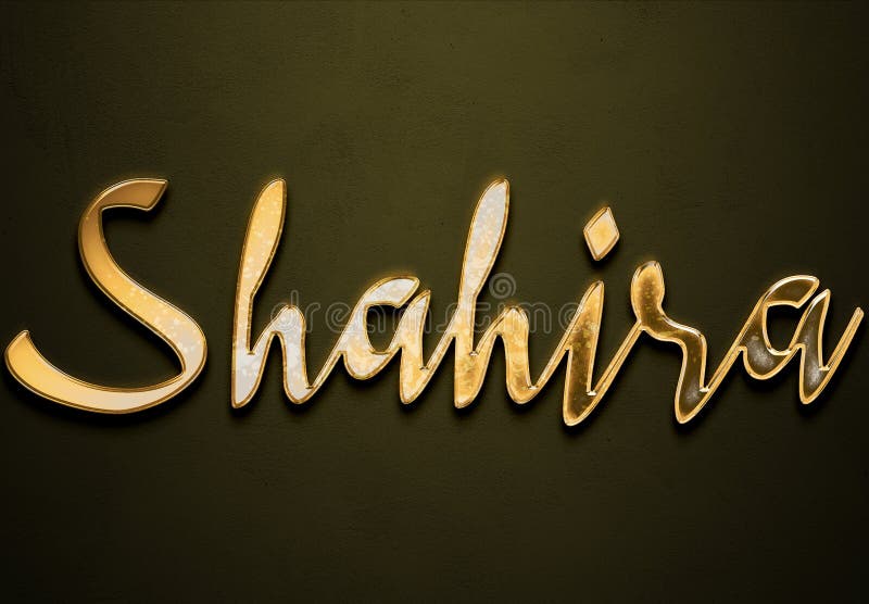 Old Gold Text Effect of Arabic Name Shahira with 3D Glossy Style Mockup ...