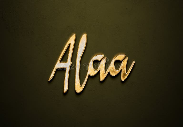 Old Gold Text Effect of Arabic Name Alaa with 3D Glossy Style Mockup ...