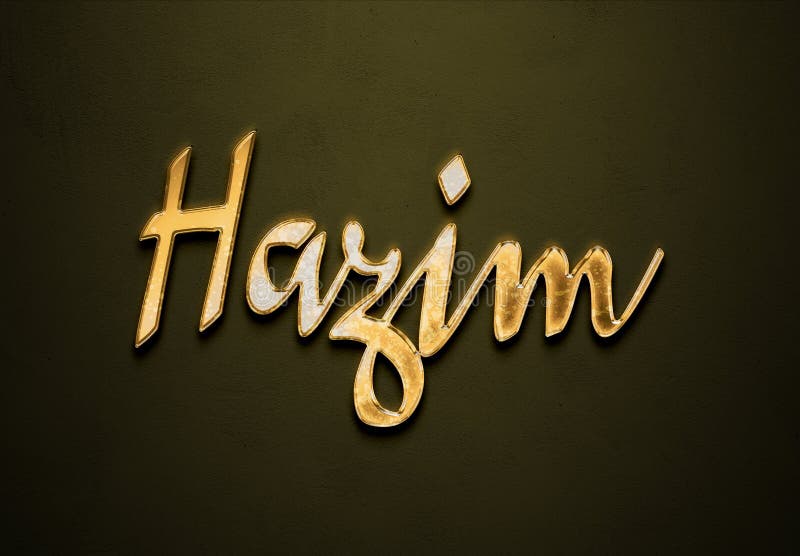 Old Gold Text Effect of Arabic Name Hazim with 3D Glossy Style Mockup ...