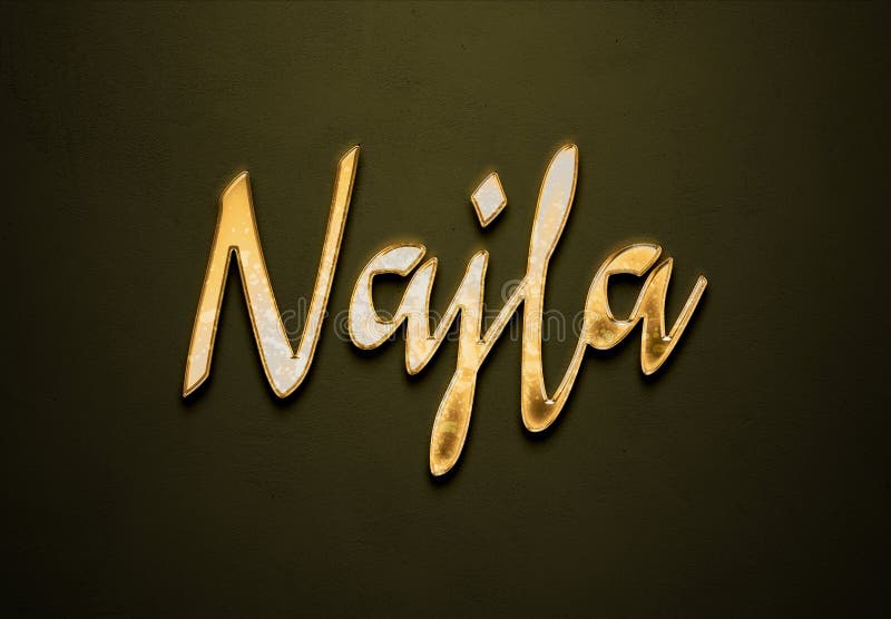 Old Gold Text Effect of Arabic Name Najla with 3D Glossy Style Mockup ...