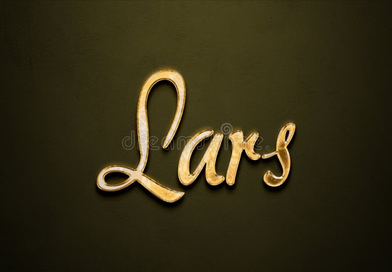 Old Gold Text Effect of Name Lars with 3D Glossy Style Mockup. Stock ...