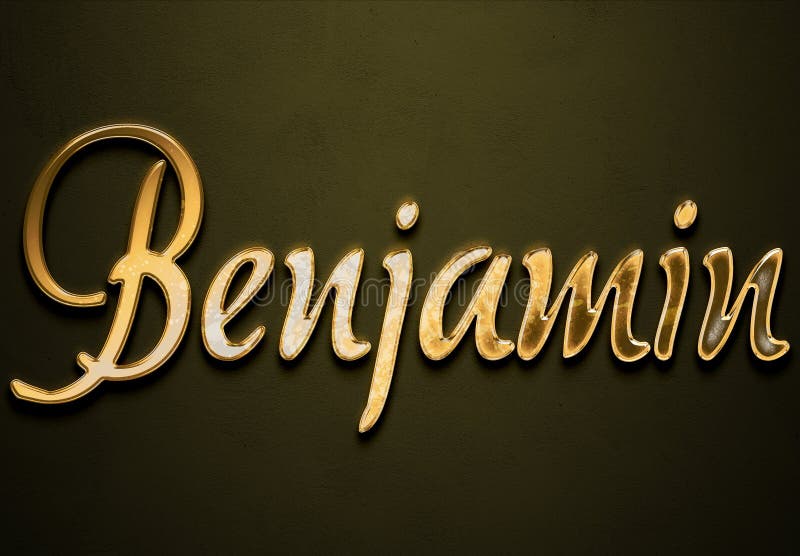 Old Gold Text Effect of Name Benjamin with 3D Glossy Style Mockup ...