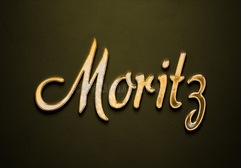 Old Gold Text Effect of Name Moritz with 3D Glossy Style Mockup. Stock ...