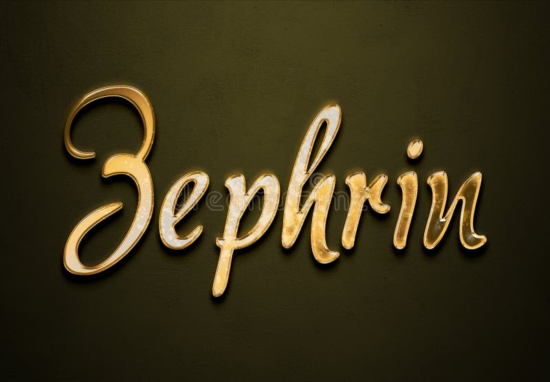 Old Gold Text Effect of Name Zephrin with 3D Glossy Style Mockup. Stock ...