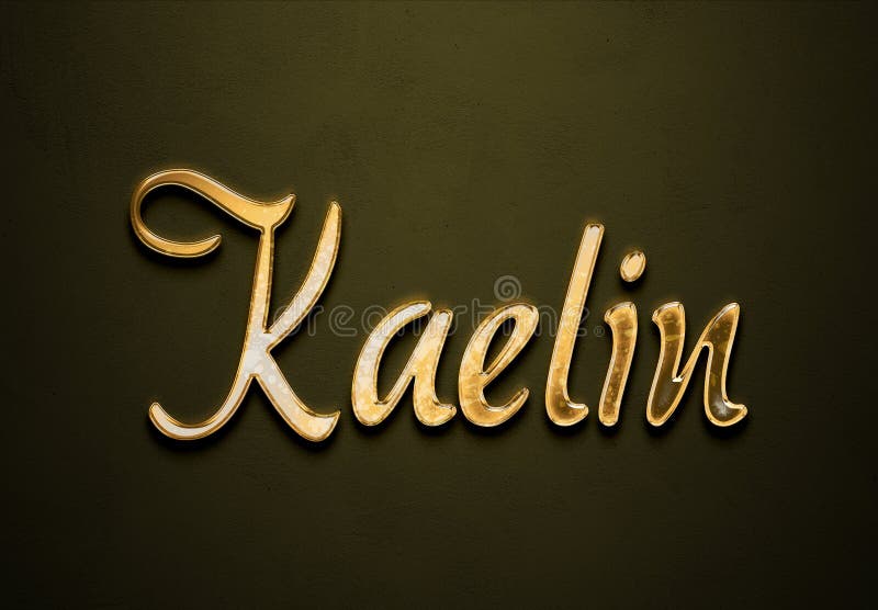 Old Gold Text Effect of Name Kaelin with 3D Glossy Style Mockup. Stock ...
