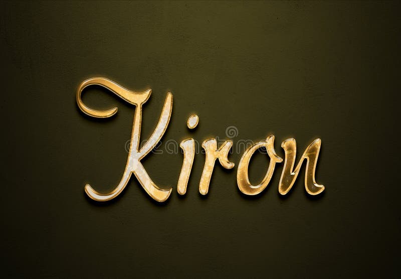 Old Gold Text Effect of Name Kiron with 3D Glossy Style Mockup. Stock ...