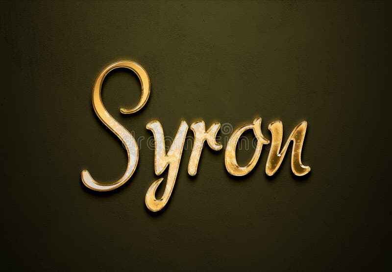 Old Gold Text Effect of Name Syron with 3D Glossy Style Mockup. Stock ...