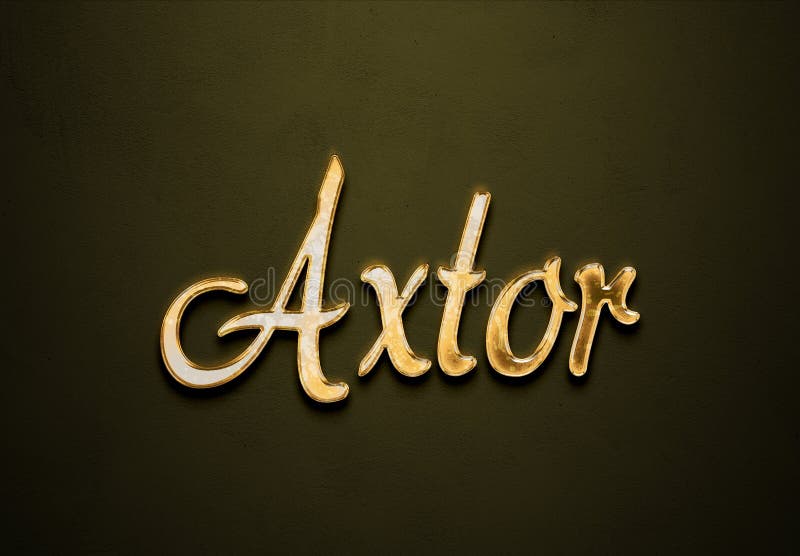 Old Gold Text Effect of Name Axtor with 3D Glossy Style Mockup. Stock ...