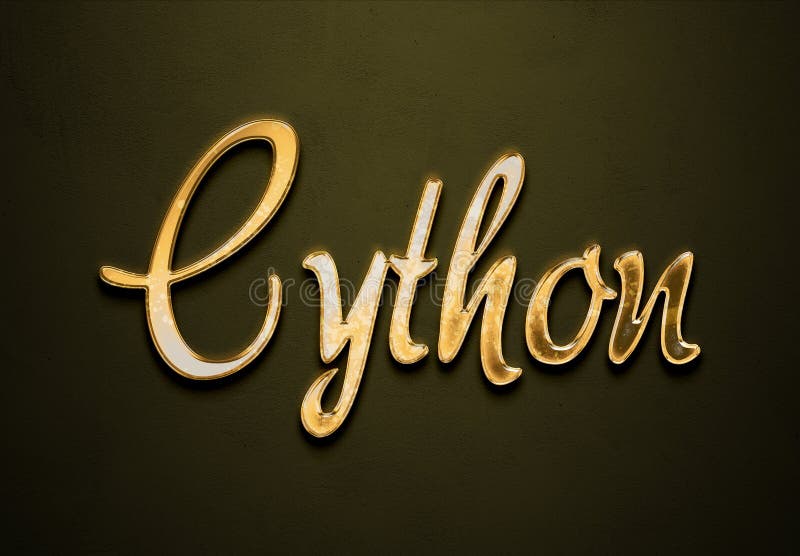 Old Gold Text Effect of Name Cython with 3D Glossy Style Mockup. Stock ...