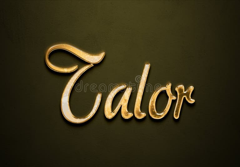 Old Gold Text Effect of Name Talor with 3D Glossy Style Mockup. Stock ...