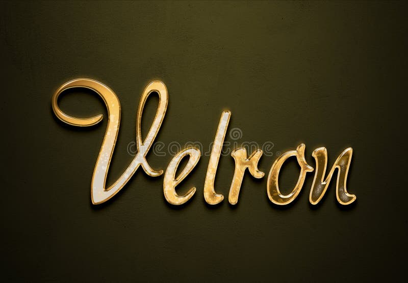Old Gold Text Effect of Name Velron with 3D Glossy Style Mockup. Stock ...