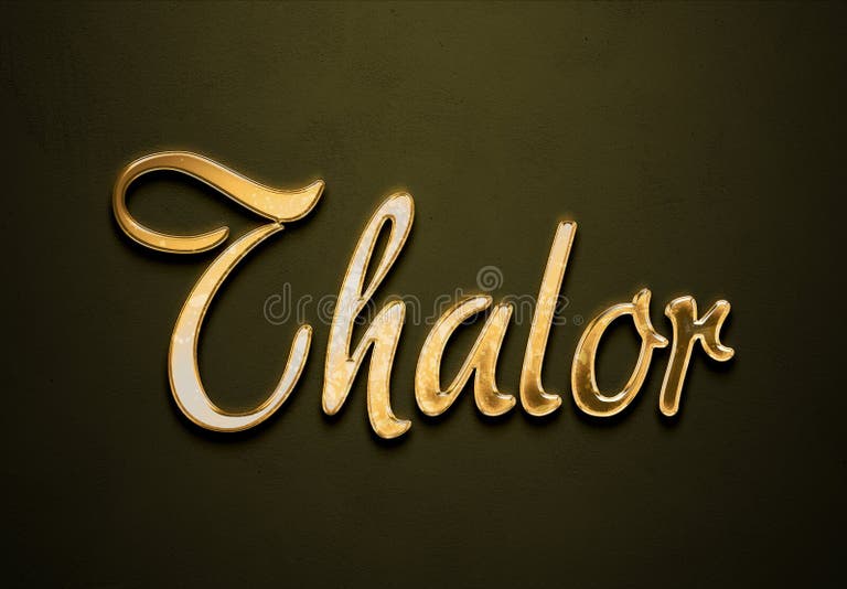 Old Gold Text Effect of Name Thalor with 3D Glossy Style Mockup. Stock ...