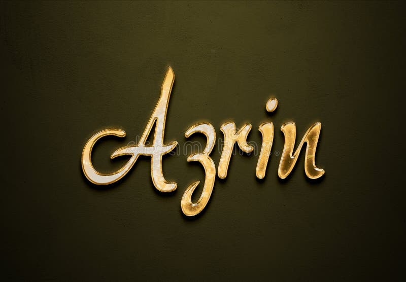 Old Gold Text Effect of Name Azrin with 3D Glossy Style Mockup. Stock ...
