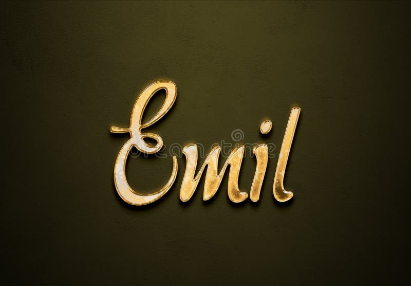 Old Gold Text Effect of Name Emil with 3D Glossy Style Mockup. Stock ...