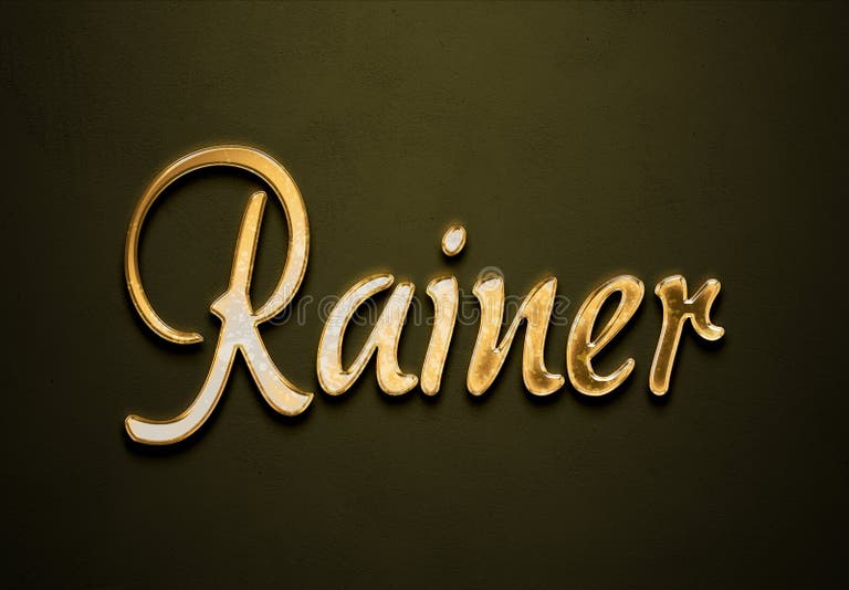Old Gold Text Effect of Name Rainer with 3D Glossy Style Mockup. Stock ...
