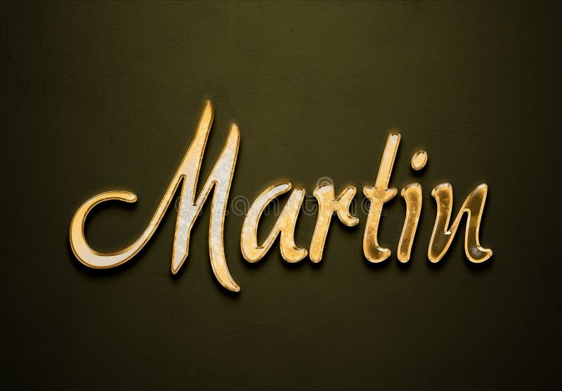 Old Gold Text Effect of Name Martin with 3D Glossy Style Mockup. Stock ...