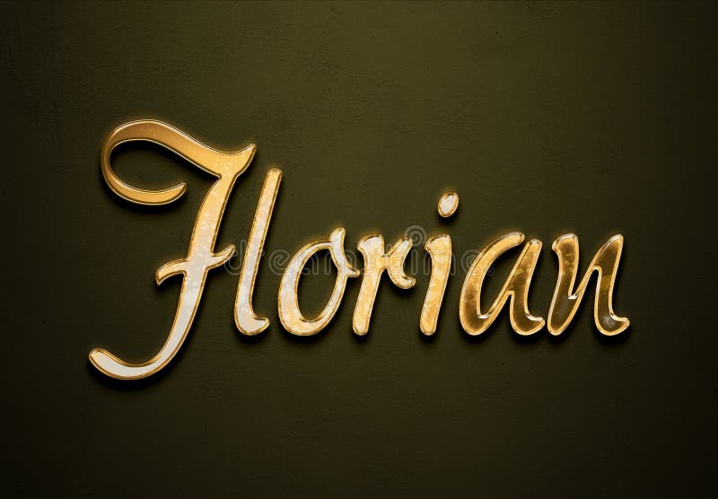 Old Gold Text Effect of Name Florian with 3D Glossy Style Mockup. Stock ...