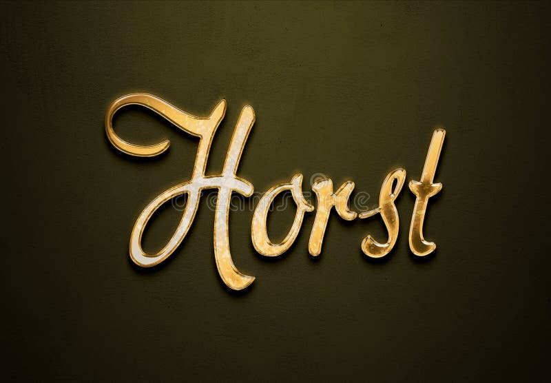 Old Gold Text Effect of Name Horst with 3D Glossy Style Mockup. Stock ...