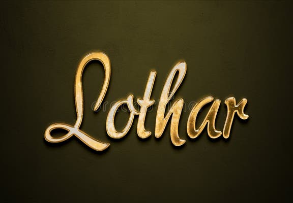 Old Gold Text Effect of Name Lothar with 3D Glossy Style Mockup. Stock ...