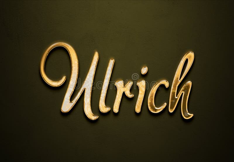 Old Gold Text Effect of Name Ulrich with 3D Glossy Style Mockup. Stock ...