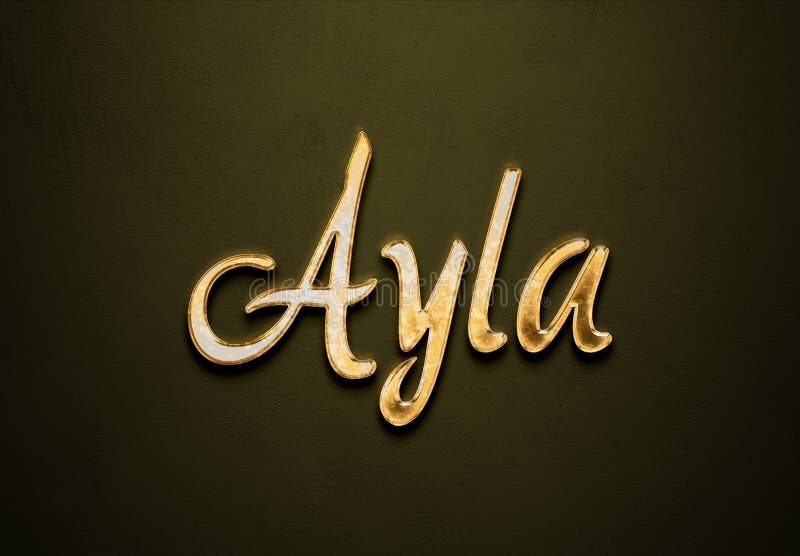Old Gold Text Effect of Name Ayla with 3D Glossy Style Mockup. Stock Illustration - Illustration ...