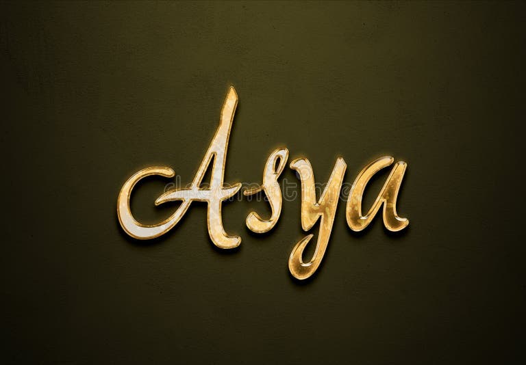 Old Gold Text Effect of Name Asya with 3D Glossy Style Mockup. Stock ...