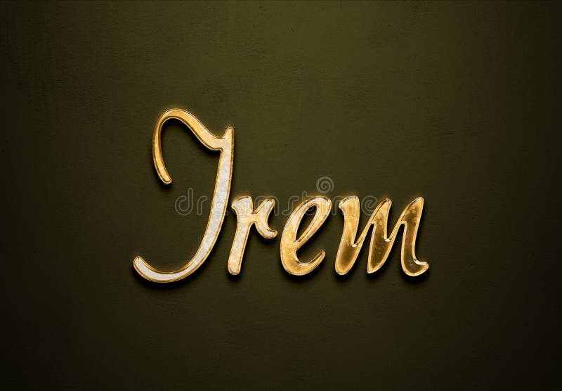 Old Gold Text Effect of Name Irem with 3D Glossy Style Mockup. Stock Illustration - Illustration ...