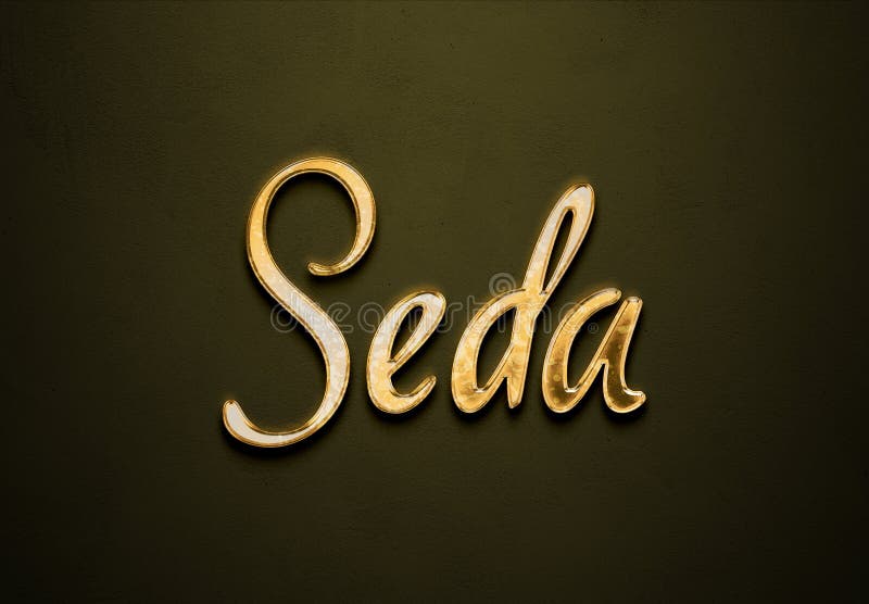 Old Gold Text Effect of Name Seda with 3D Glossy Style Mockup. Stock ...
